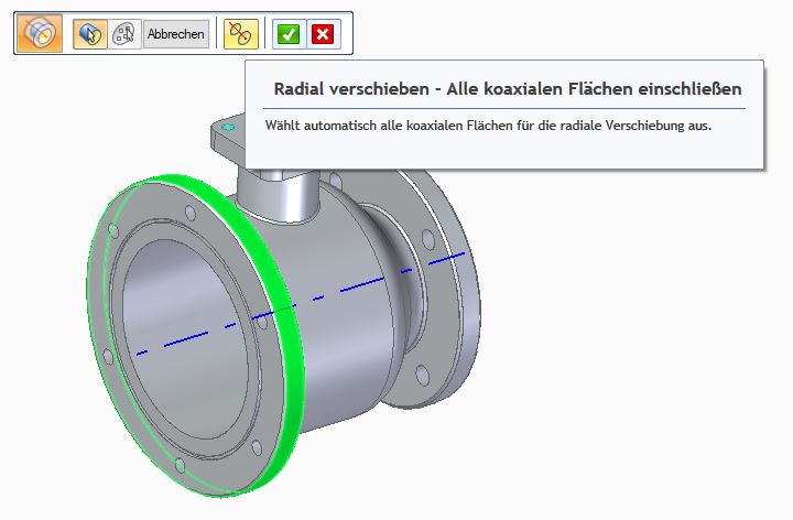 Gleichzeitige Durchmesseranpassung in Solid Edge mit Synchronous